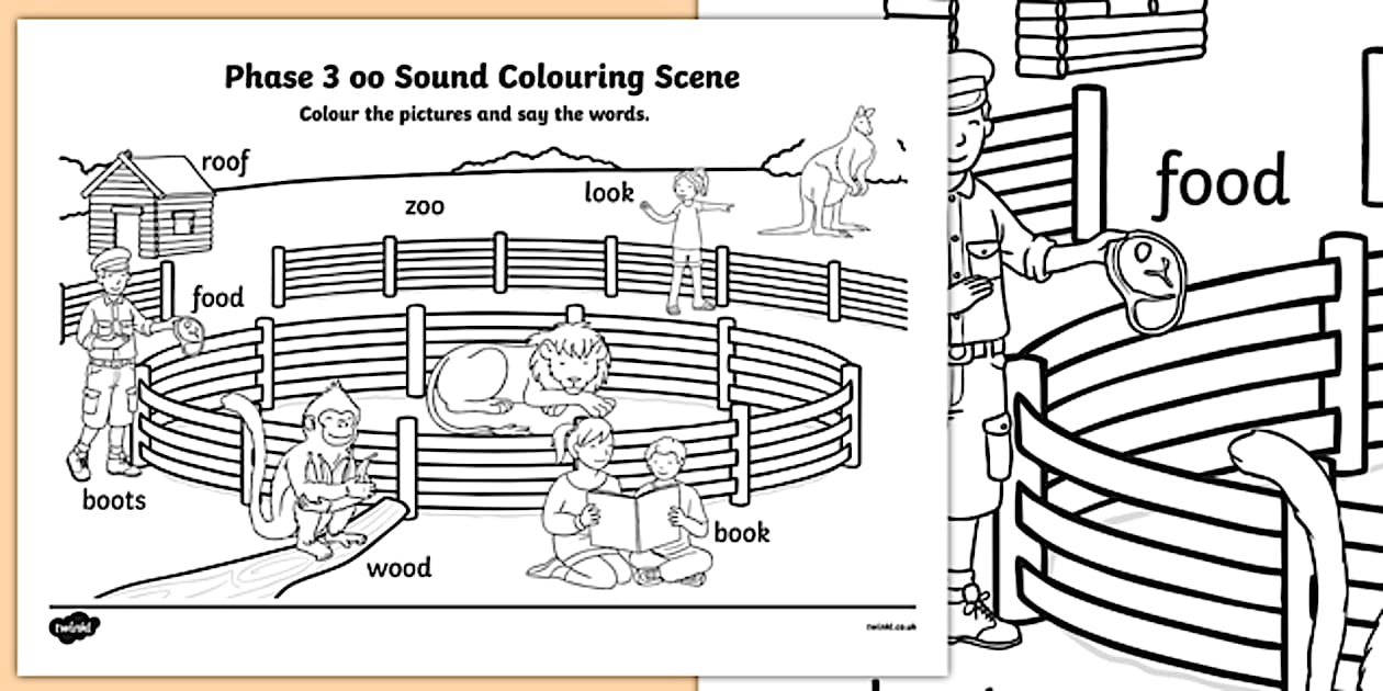 Cursive Phase 3 oo Sound Colouring Scene (teacher made)