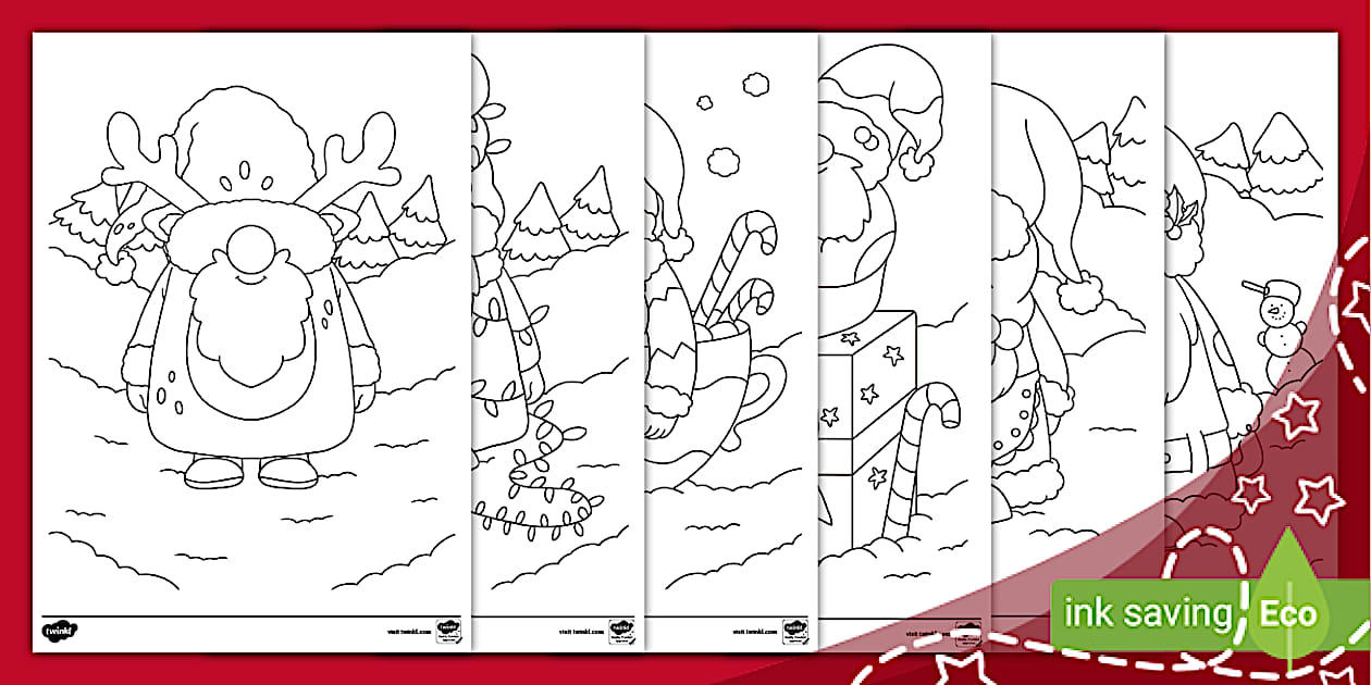 Christmas Gnome Colouring (teacher made) - Twinkl