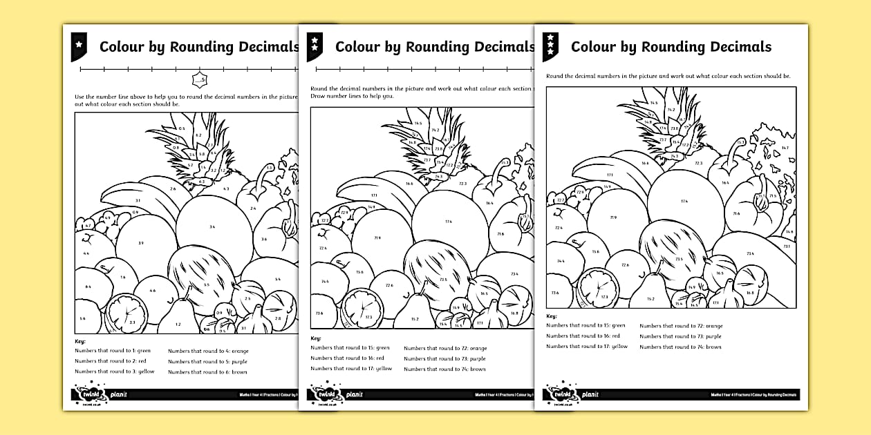 Colour By Rounding Decimals Differentiated Maths Worksheet