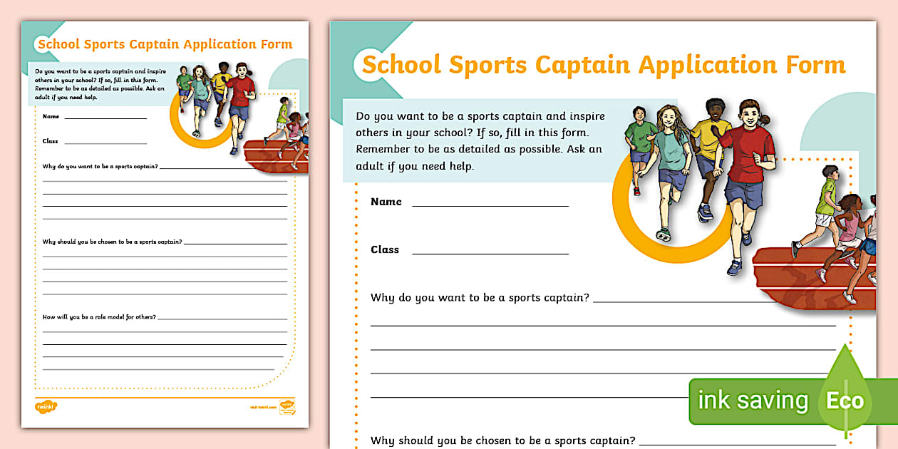 School Sports Captain Application Form - Twinkl - KS2