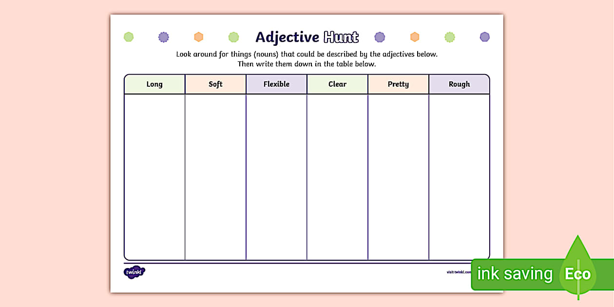 Adjective Hunt Game,Adjective Game (teacher made) - Twinkl