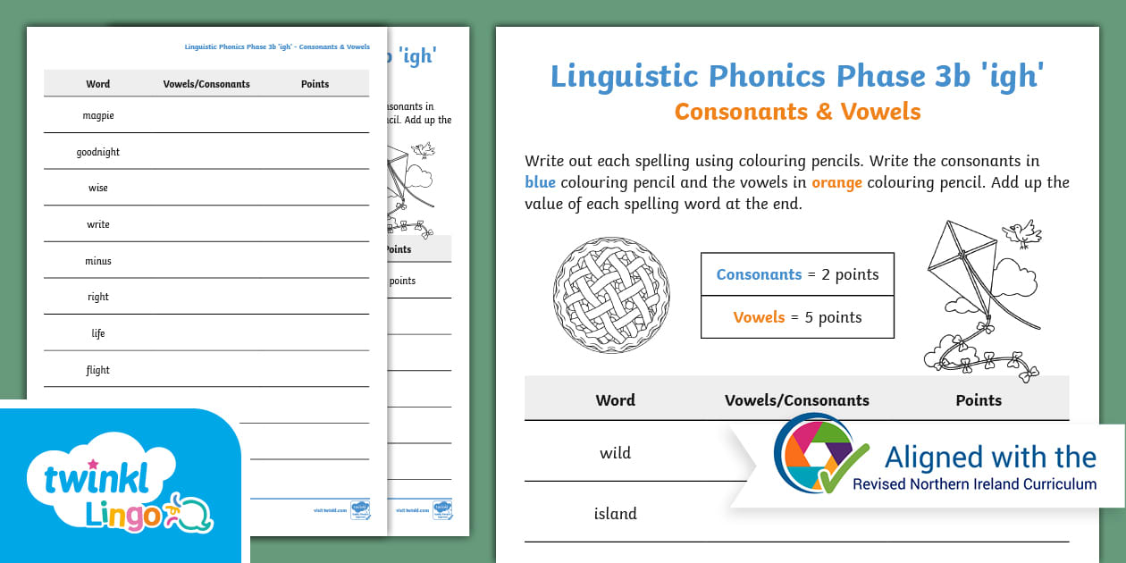 Linguistic Phonics Phase 3b 'igh' - Consonants & Vowels