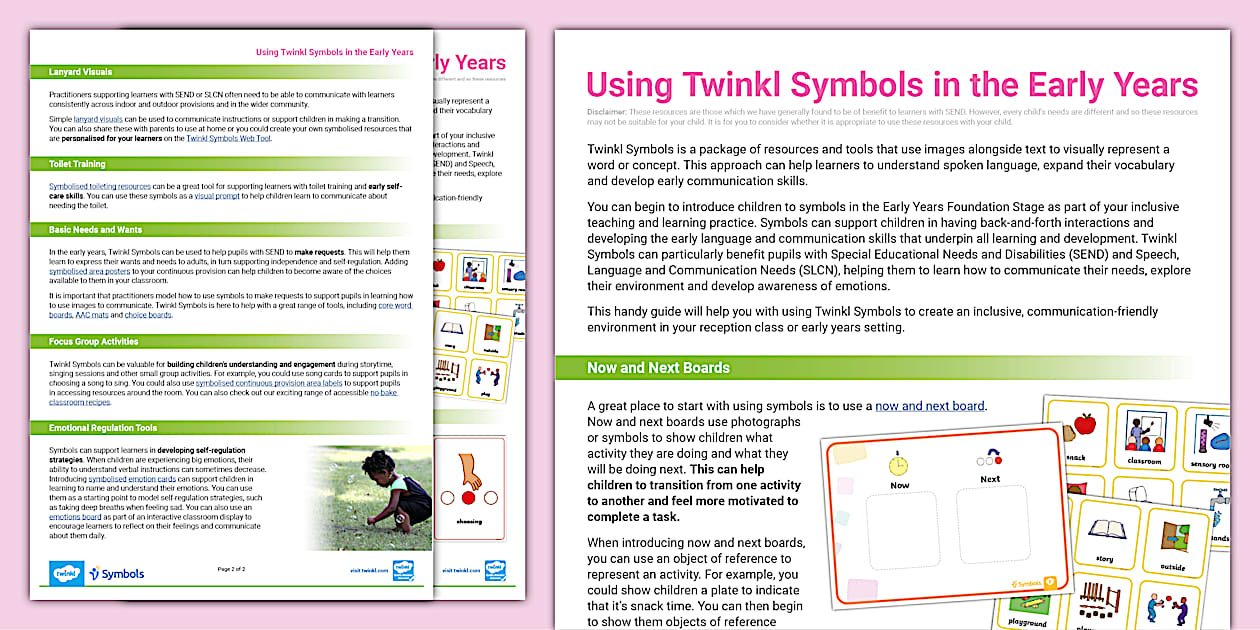 Using Twinkl Symbols to Support in the Early Years Adult Guidance
