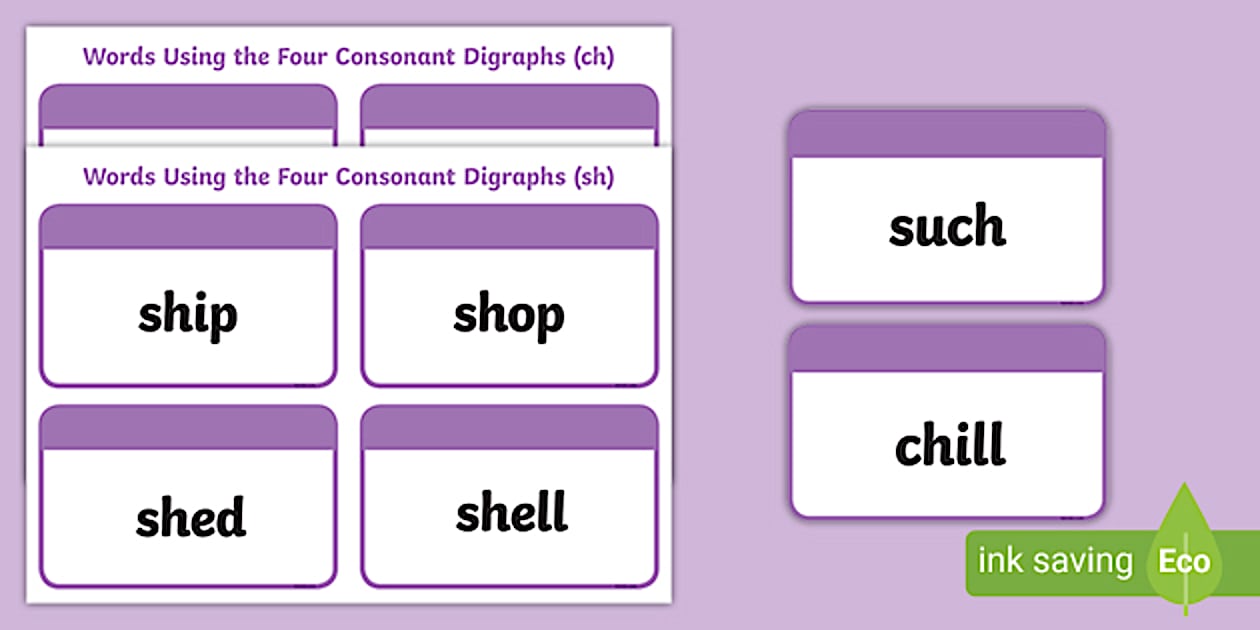 Editable Words Using The Four Consonant Digraphs - Twinkl