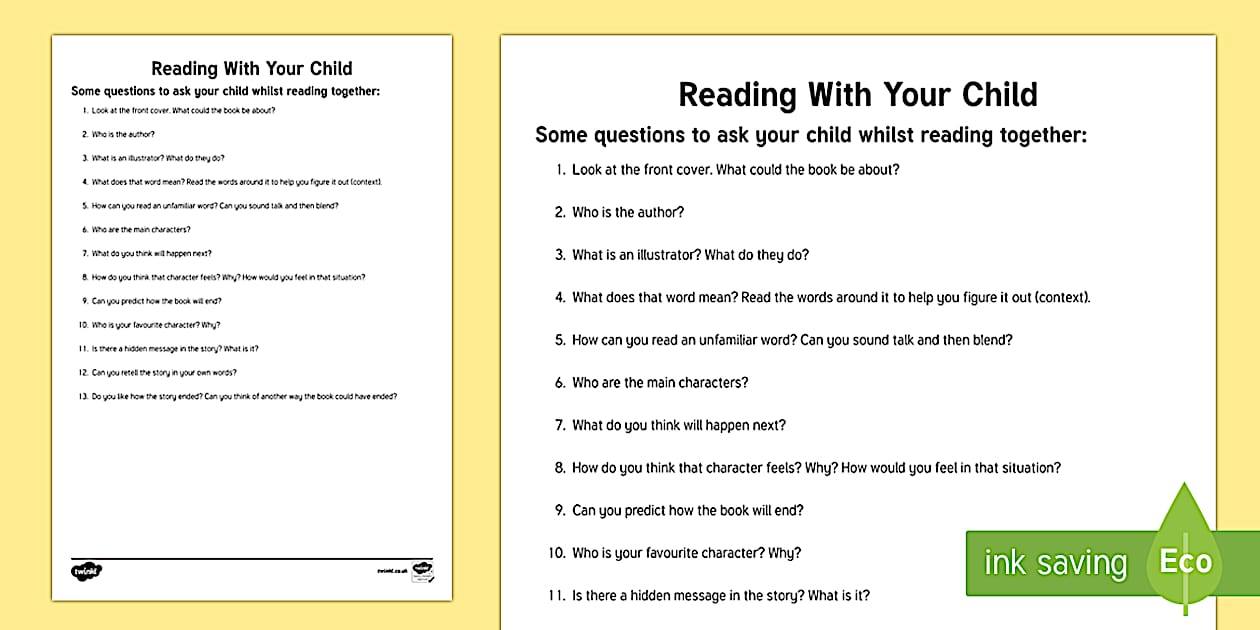 Editable Parent Reading Prompts (professor feito) - Twinkl