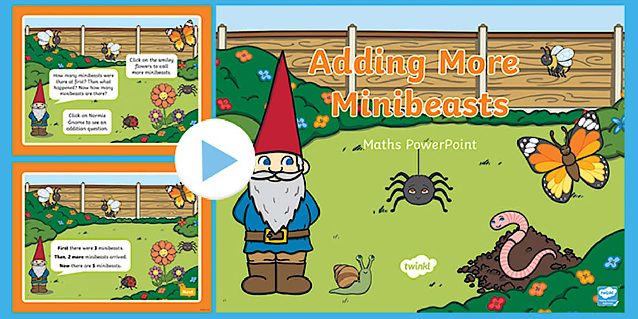 👉 Adding More Minibeasts Maths PowerPoint (teacher made)