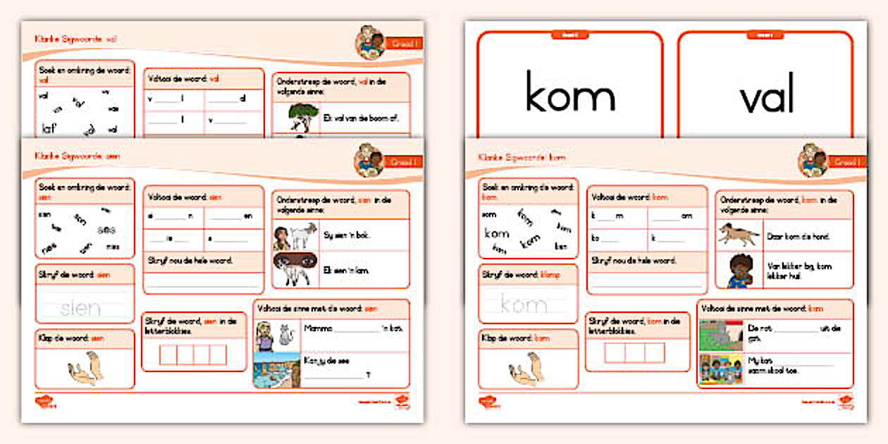 FREE! - Graad 1 Klanke Sigwoorde r, p (teacher made)