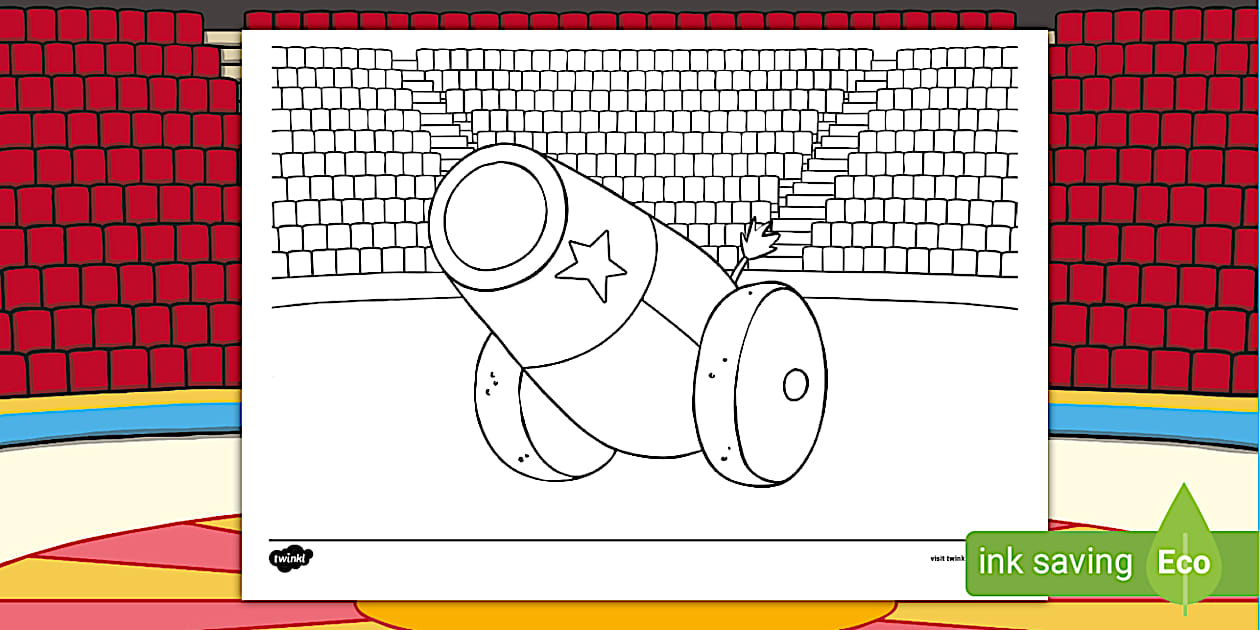 Circus Cannon Colouring Page | Twinkl Colouring Page