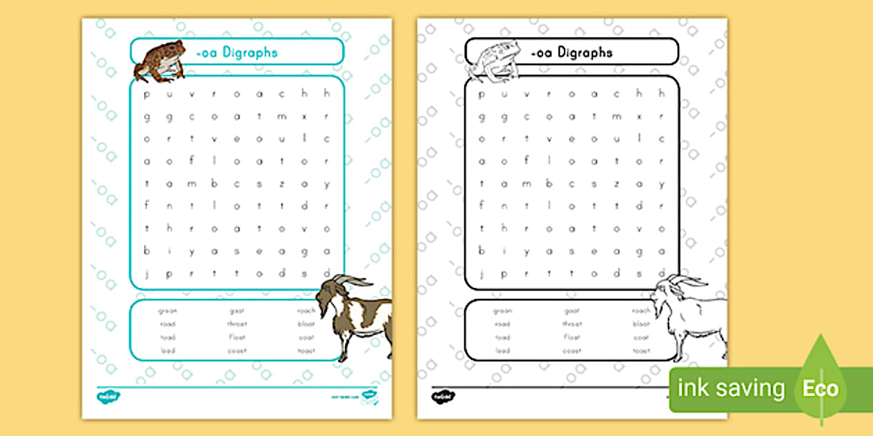 -oa Digraphs Word Search (teacher made) - Twinkl