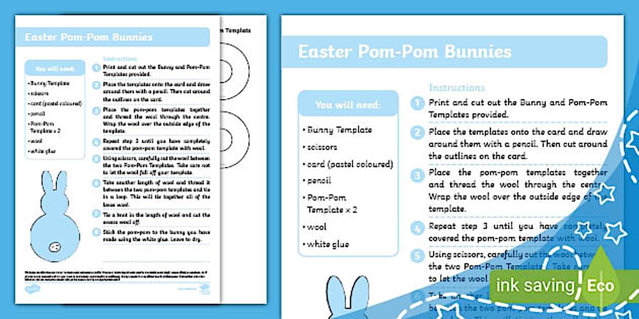 Pom-Pom Bunnies Craft Instructions - Twinkl