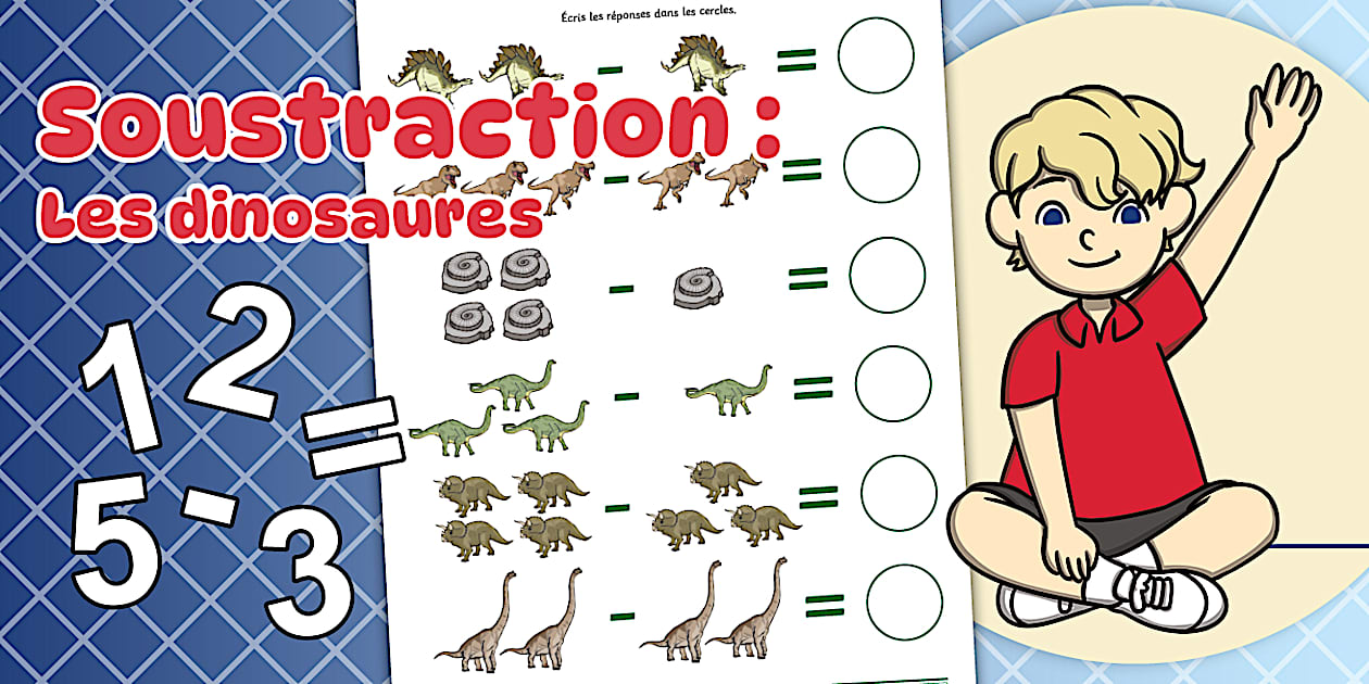 Feuille de soustraction : Les dinosaures