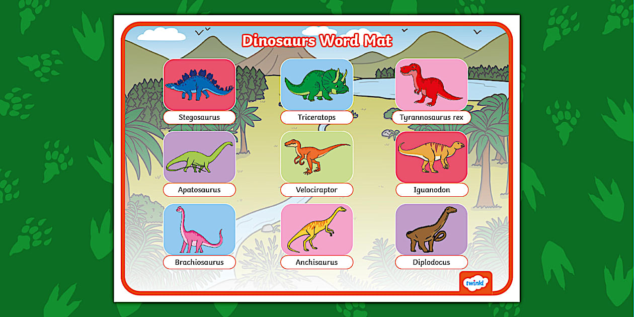 Dinosaur Word Mat (teacher made) - Twinkl