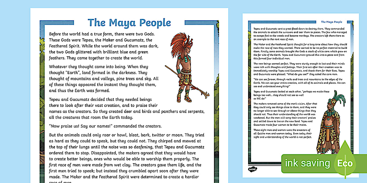 Mayan Creation Myth Short Story | Teacher Made | Twinkl