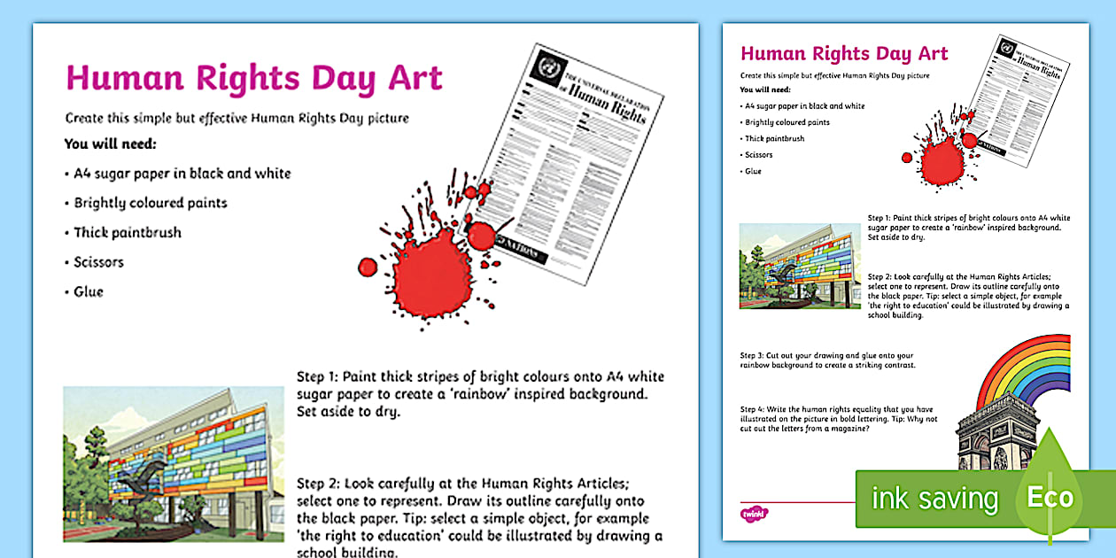 Human Rights Day Rainbow Activity (teacher made) - Twinkl
