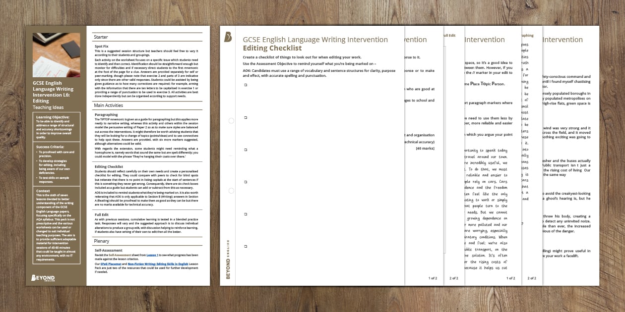 GCSE English Language Writing Intervention - L6: Editing
