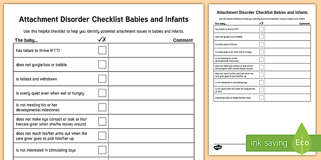 Attachment Disorder in Babies and Infants Checklist - , attachment ...