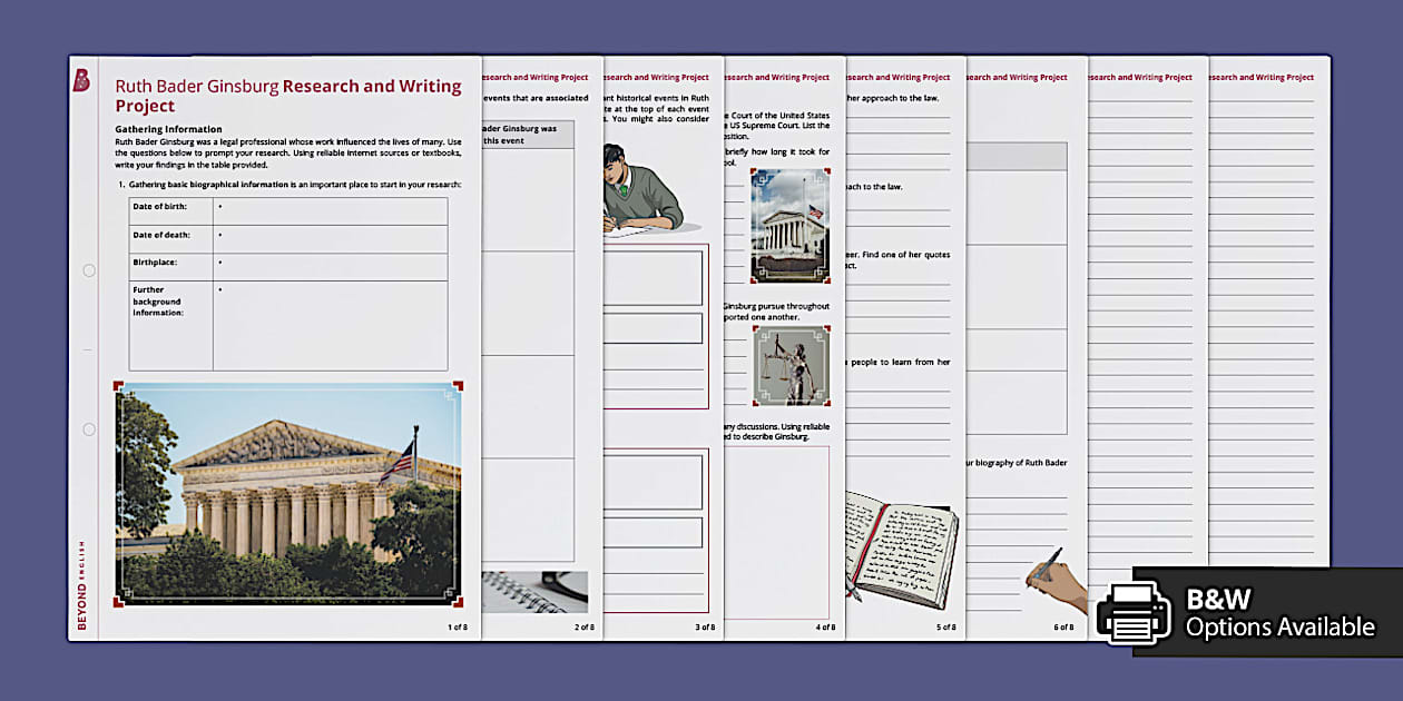 Ruth Bader Ginsburg Research and Writing Project - Twinkl