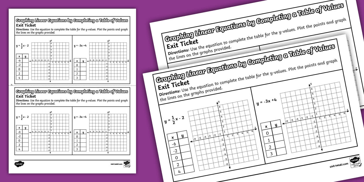 Graphing Linear Equations by Completing a Table of Values