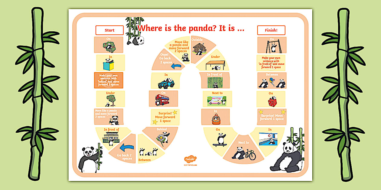 * NEW * English Prepositions of Positions Board Game (Pandas) 英文介詞桌遊