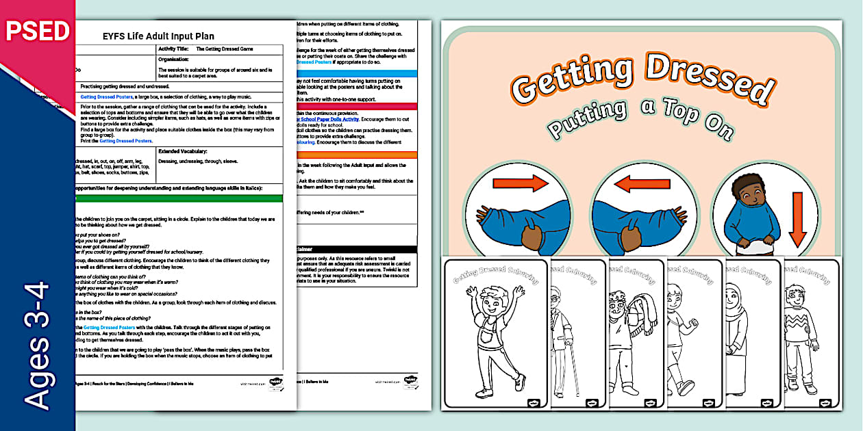 EYFS PSED Getting Dressed Adult Input Plan and Resource Pack