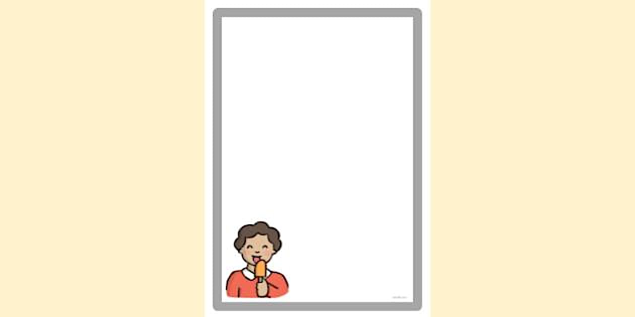 Simple Blank Boy Eating Ice Lolly | Page Borders | Twinkl