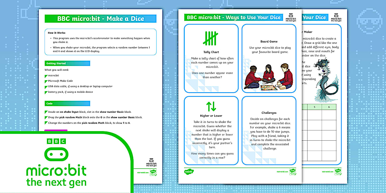 FREE! - BBC micro:bit: Make a Dice - KS2 - computing - activity