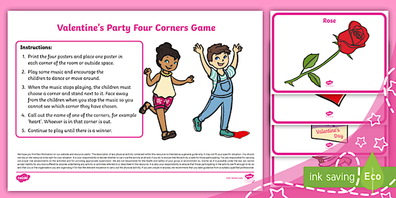 Valentine's Party Four Corners Game (teacher made) - Twinkl