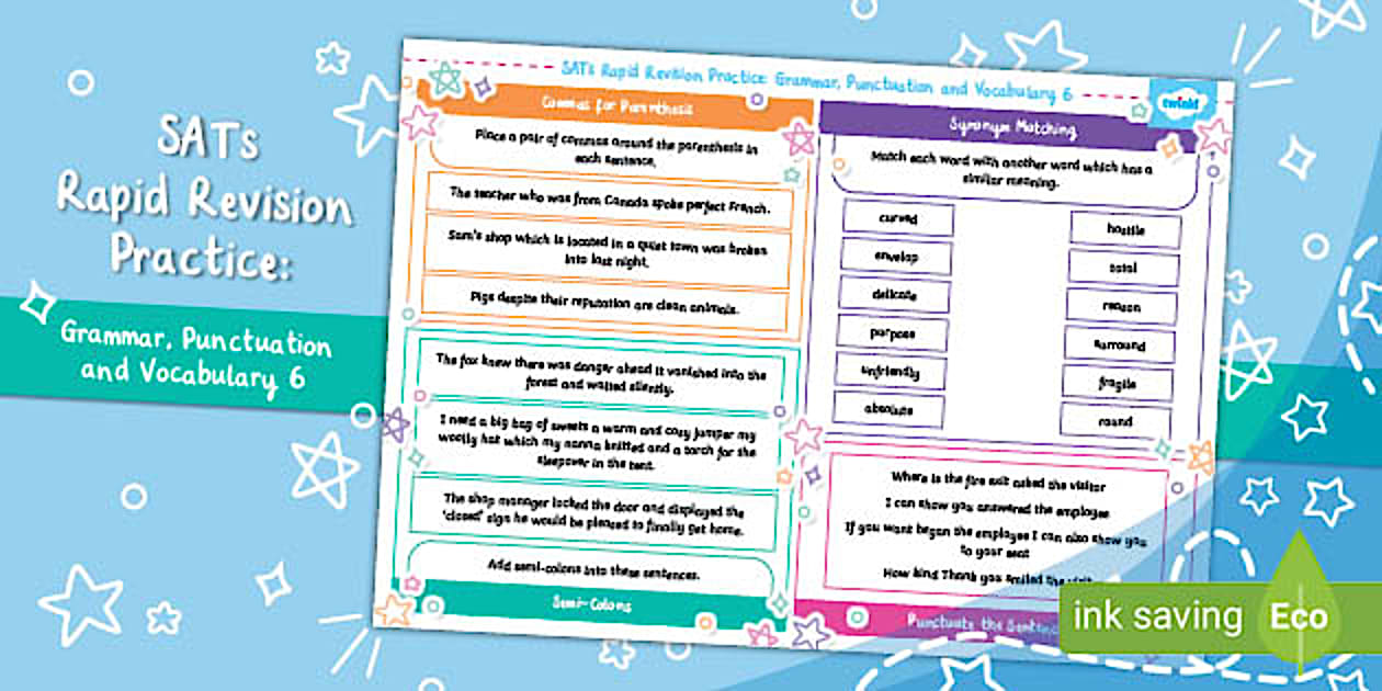 Quick SATs Revision Activity: SPaG (Ages 10 - 11) - Twinkl