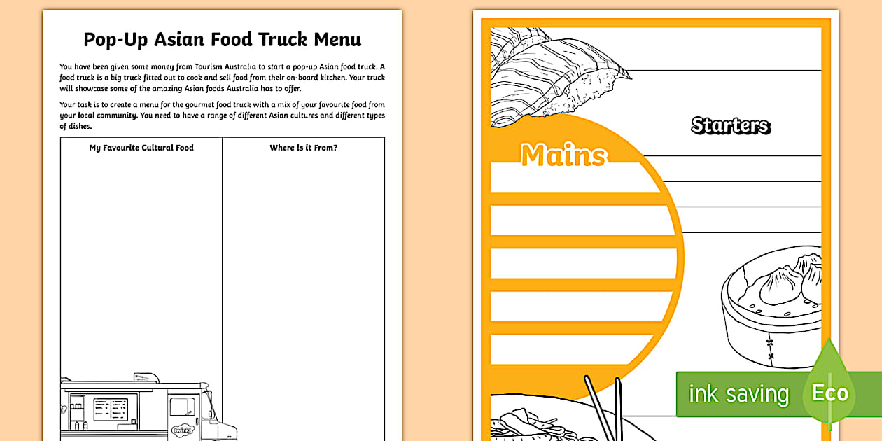 Cultural Diversity Pop-Up Food Truck Challenge Worksheet