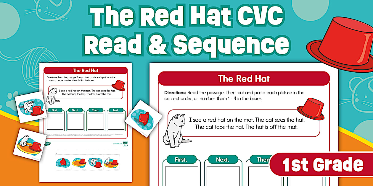 First Grade The Red Hat CVC Reading Comprehension Passages