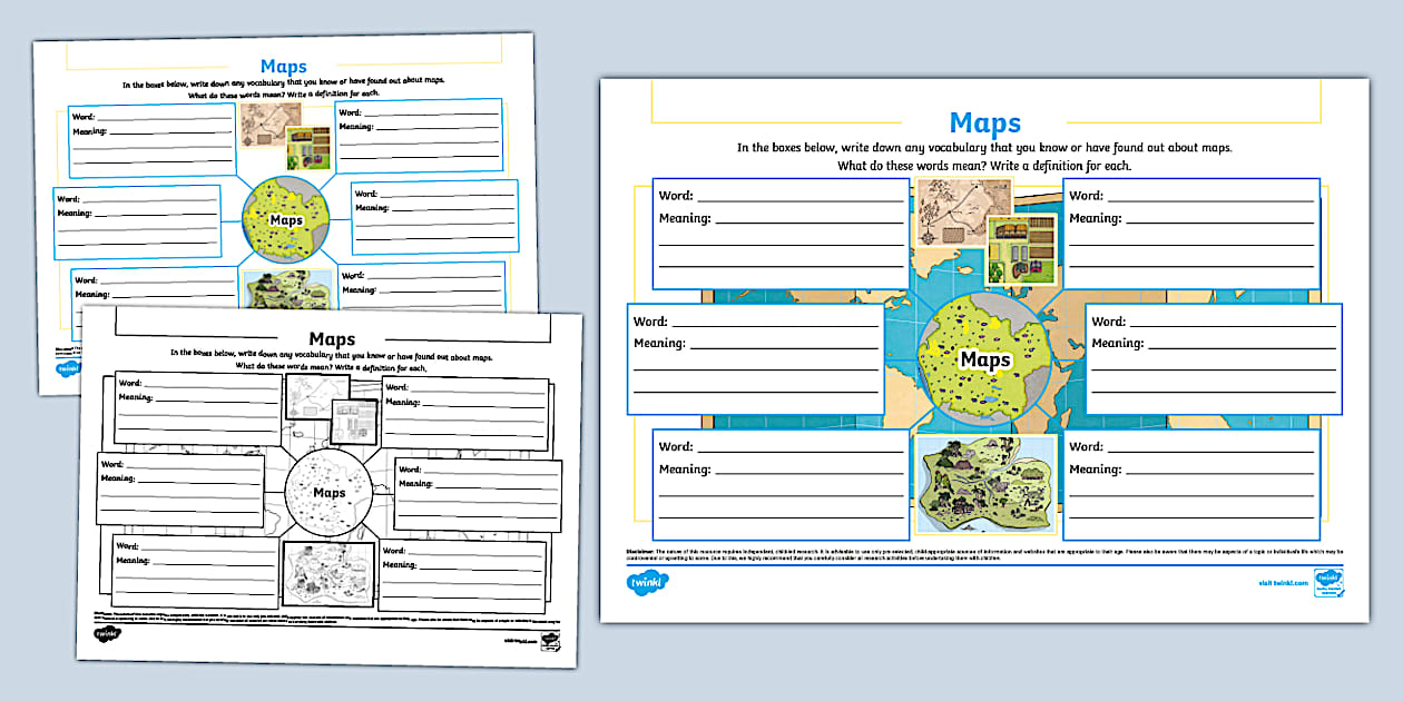 Maps Vocabulary Mind Map (Teacher-Made) - Twinkl