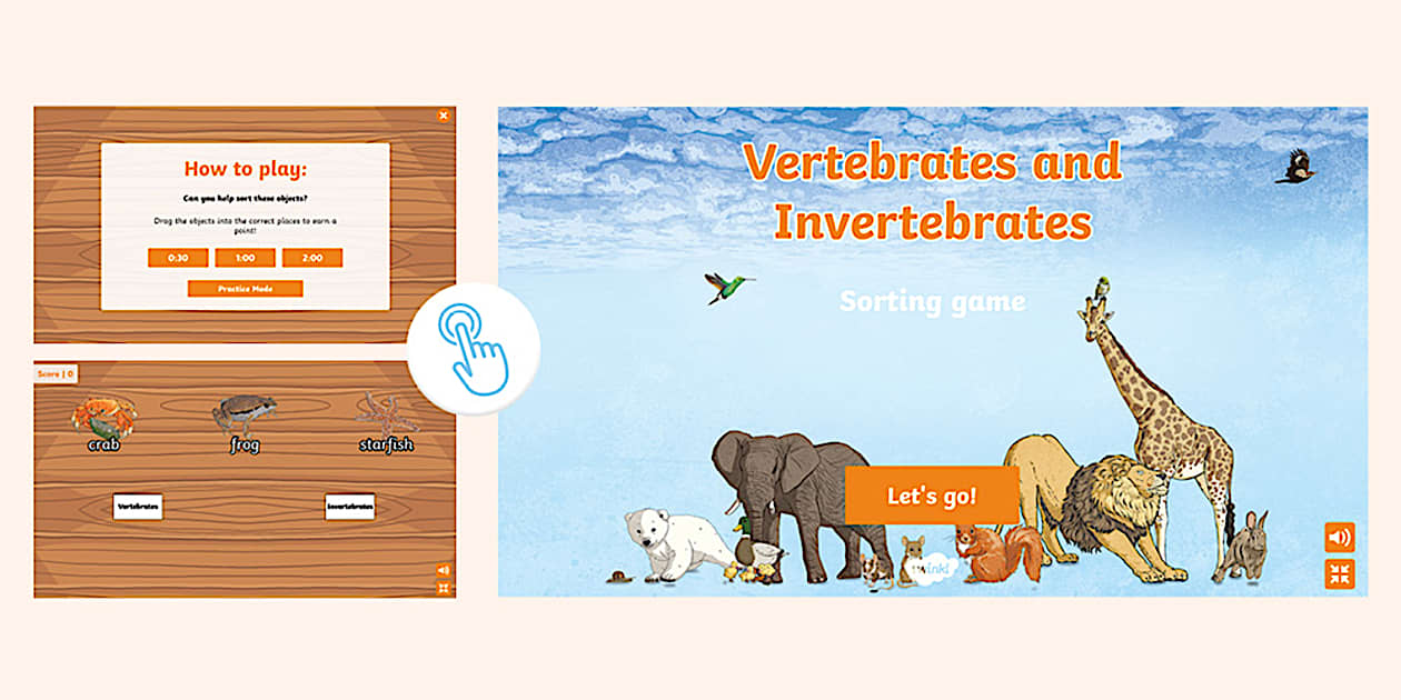 Vertebrates and Invertebrates Interactive Sorting Game