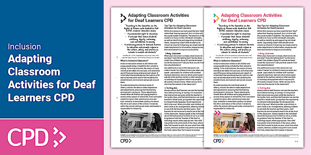 Adapting Classroom Activities for Deaf Learners CPD - Twinkl