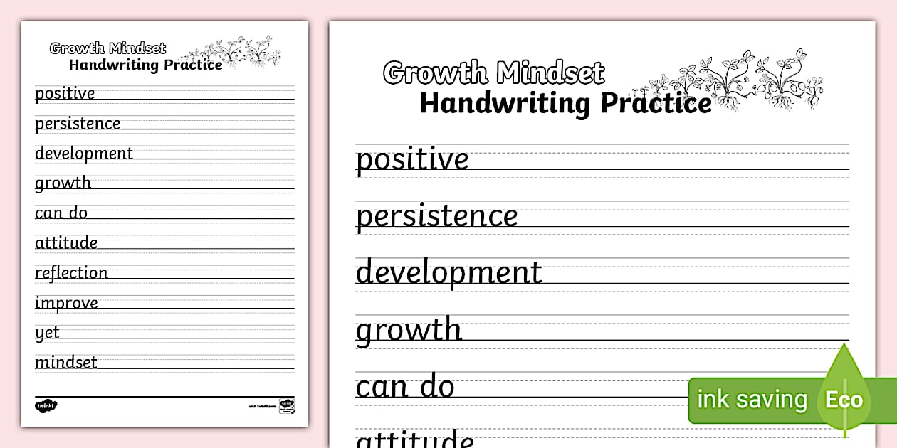 Growth Mindset Handwriting Practice Sheet (teacher made)