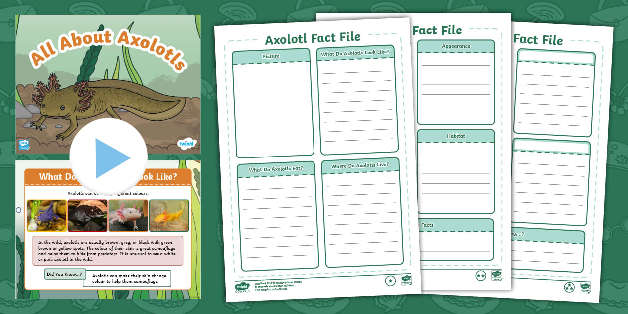 All About Axolotls Non-Fiction Writing Activity Pack