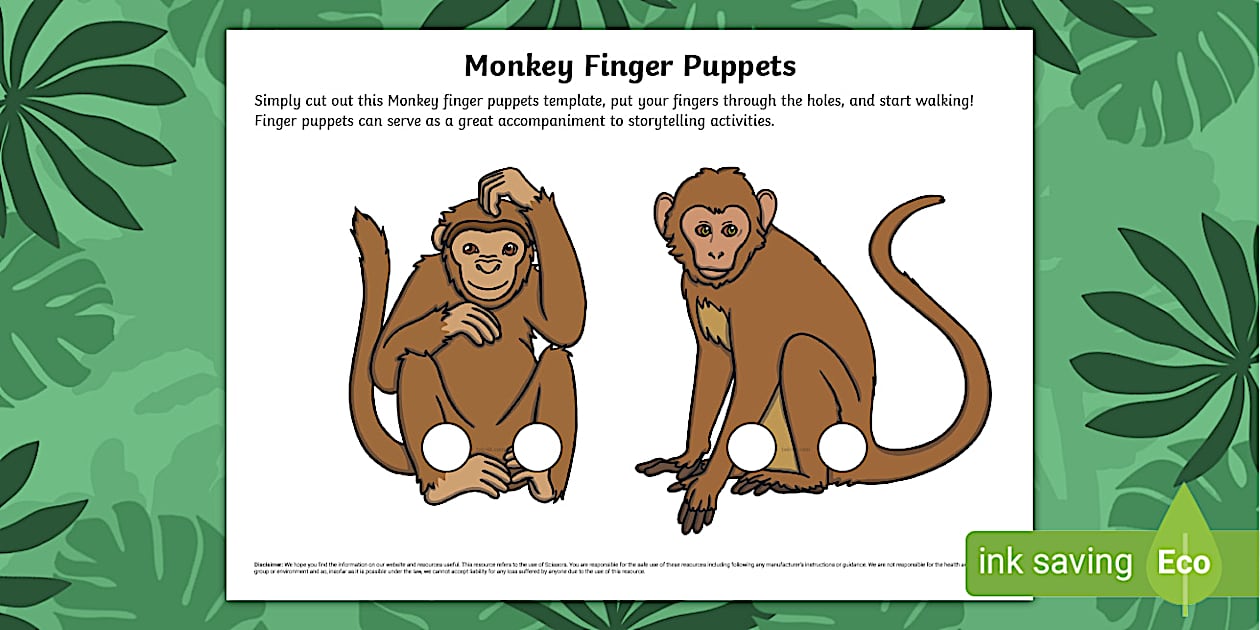 Two Colourful Monkey Finger Puppets | Twinkl | KS1 - Twinkl