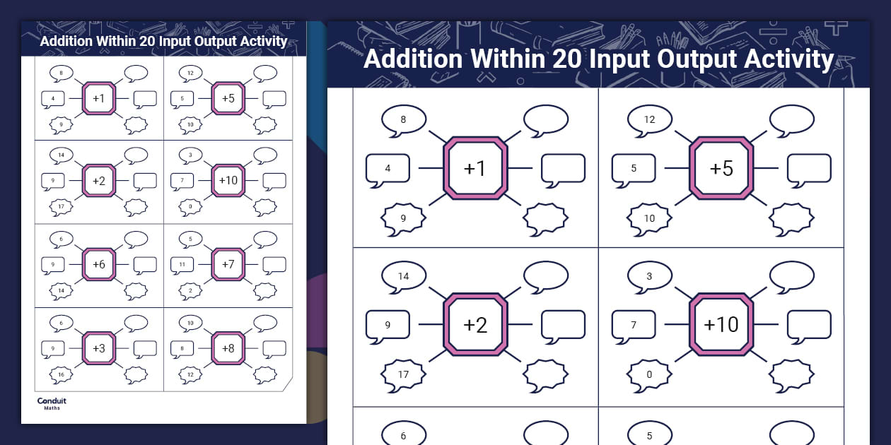 Reinforcing Number: Addition Within 20 Input Output Activity