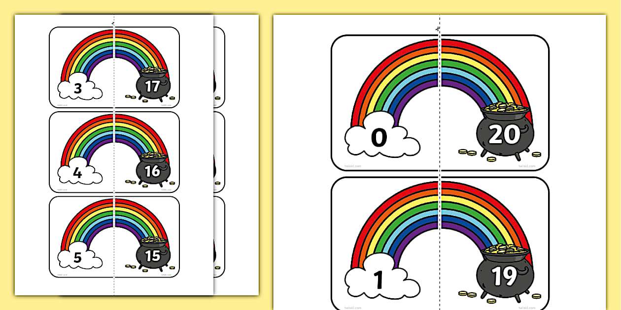 Rainbow and Pot of Gold Number Bonds to 20 - Twinkl