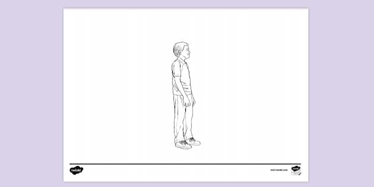 Boy Standing Side View | KS1 Colouring Sheets | Twinkl