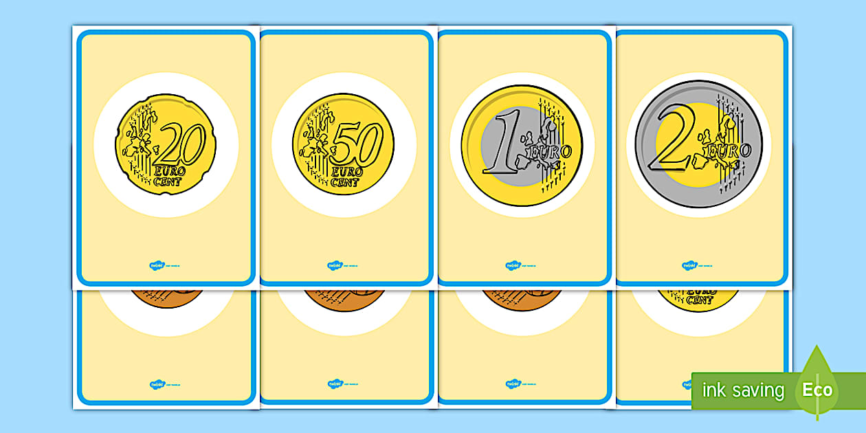 Second Class Euro Coins Display Posters - Twinkl