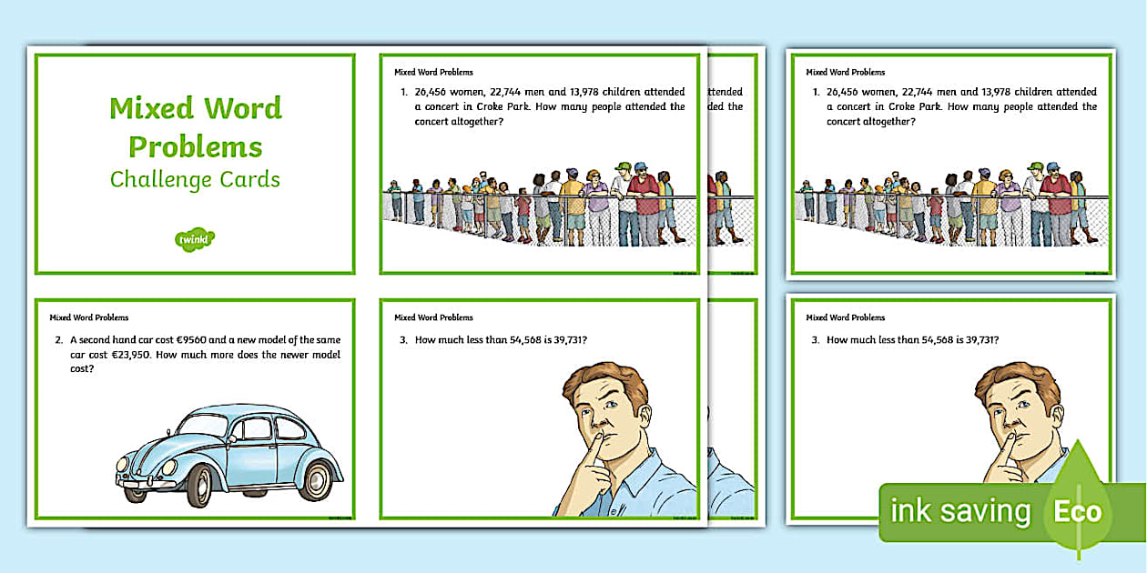 Mixed Word Problems Challenge Cards (teacher made) - Twinkl