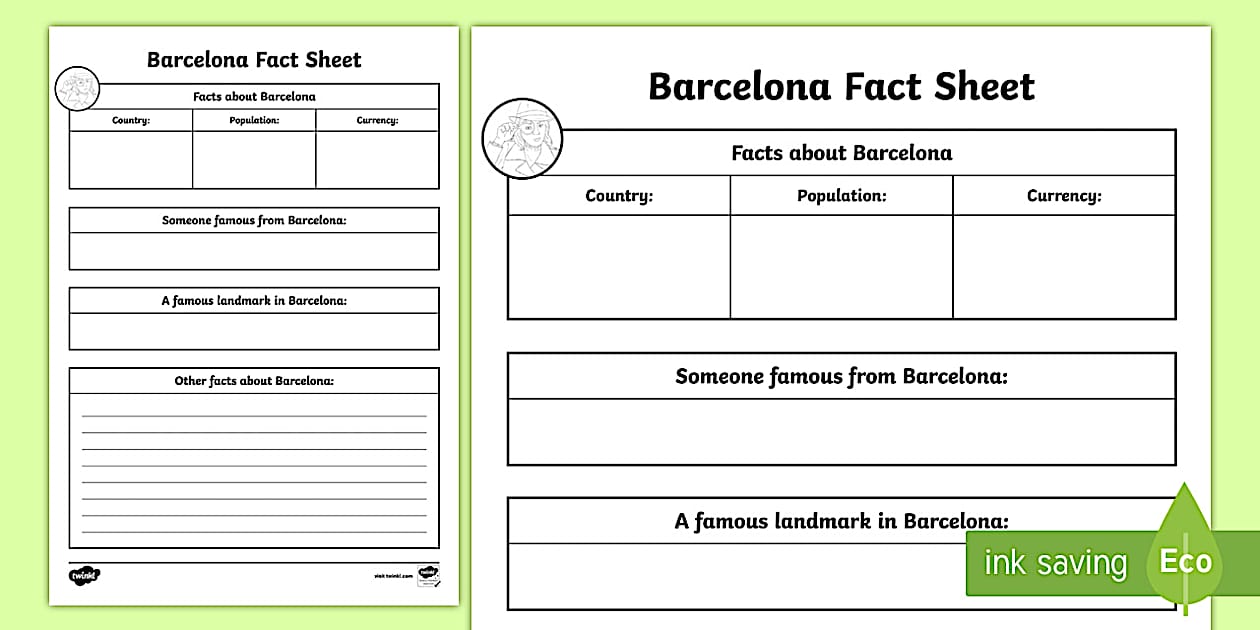 Barcelona Fact Sheet Writing Template (teacher made)