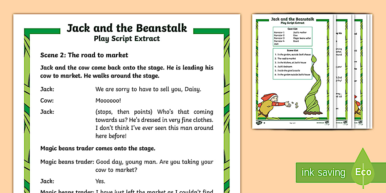 KS1 Jack and the Beanstalk Differentiated Play Script Extracts