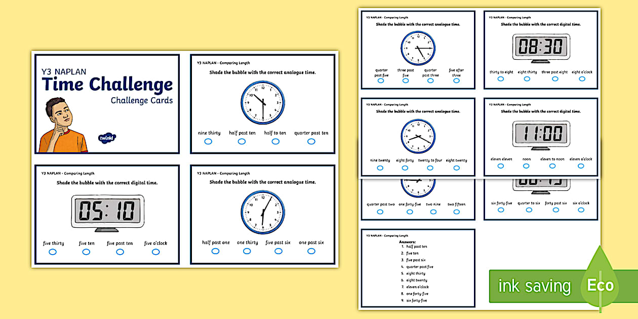 Year 3 NAPLAN Time Challenge Cards (teacher made) - Twinkl