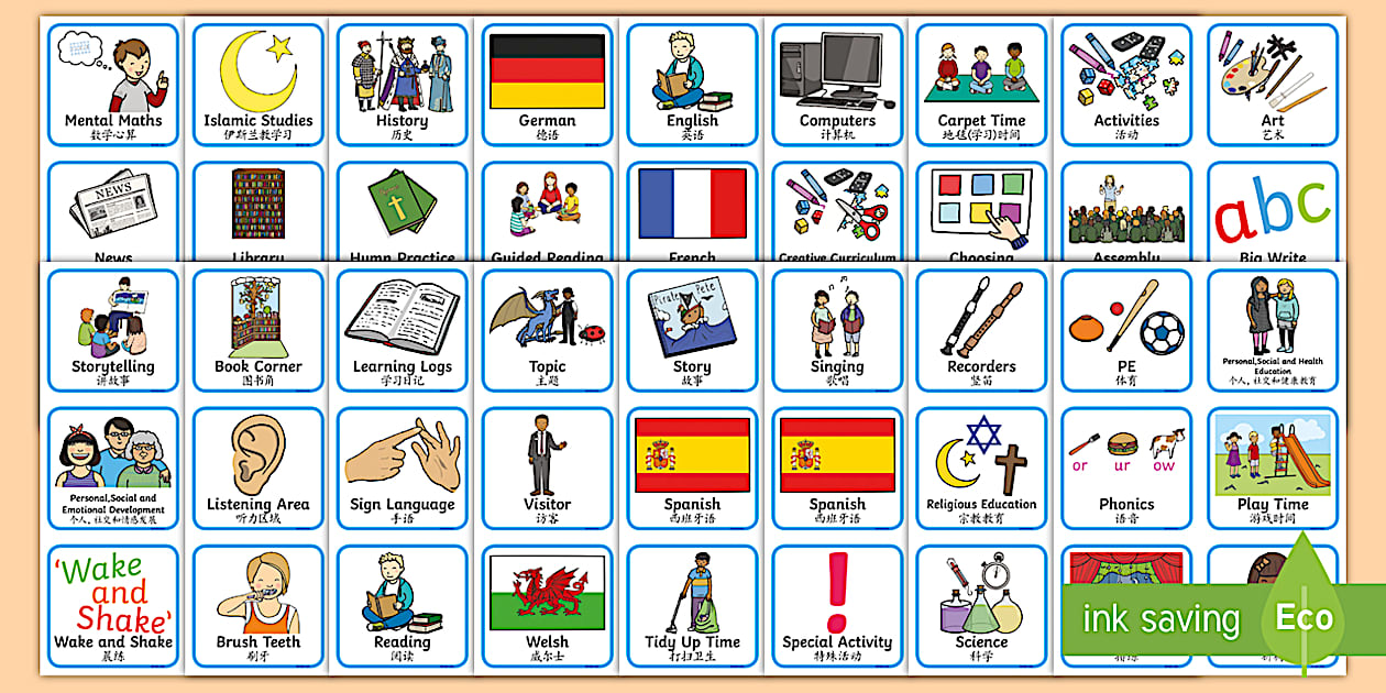 Editable KS1 Visual Timetable - English/Mandarin Chinese