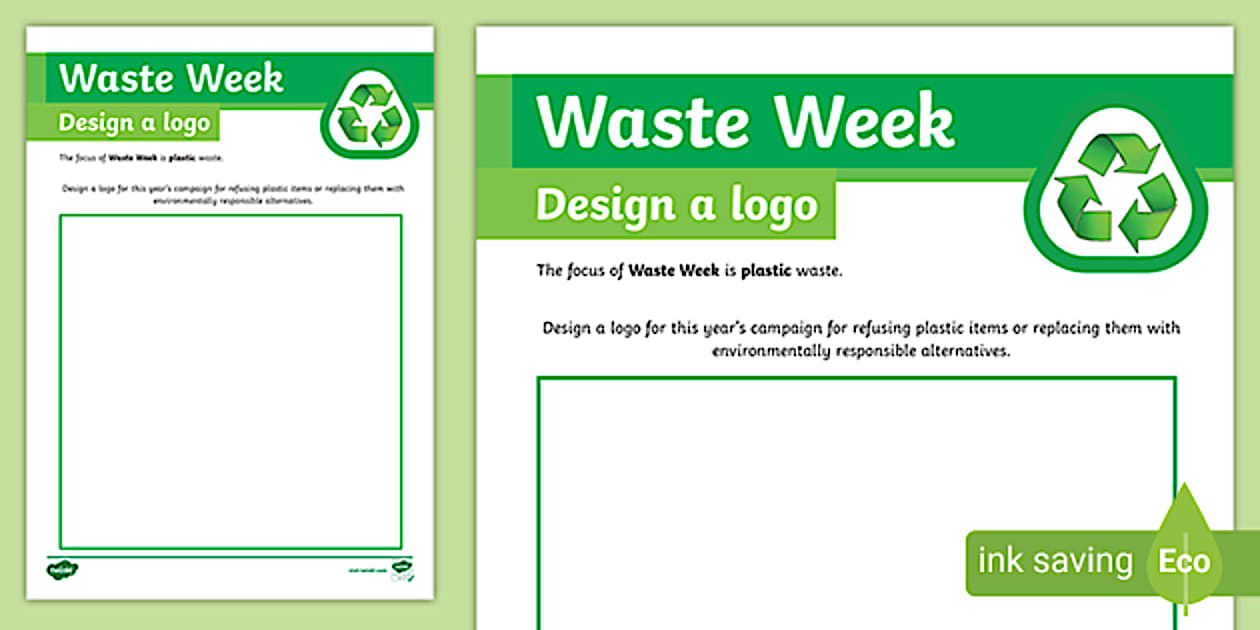 Black and White Waste Week Design a Logo Activity - Twinkl