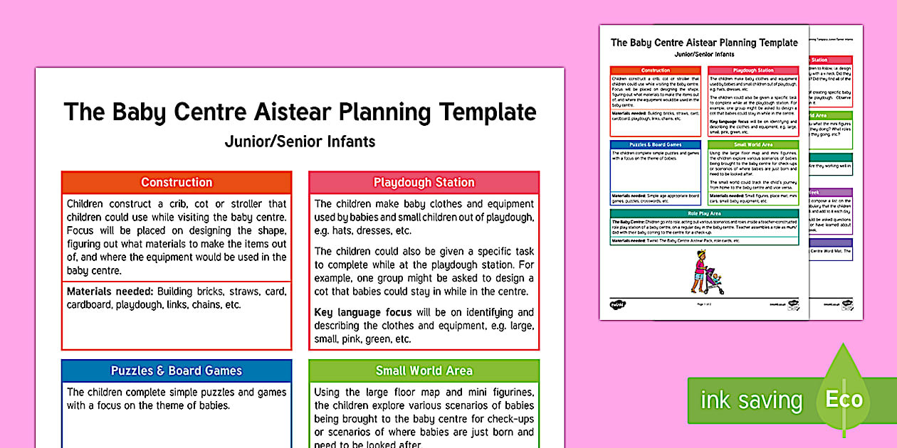 Editable The Baby Centre Aistear Planning Template - Twinkl