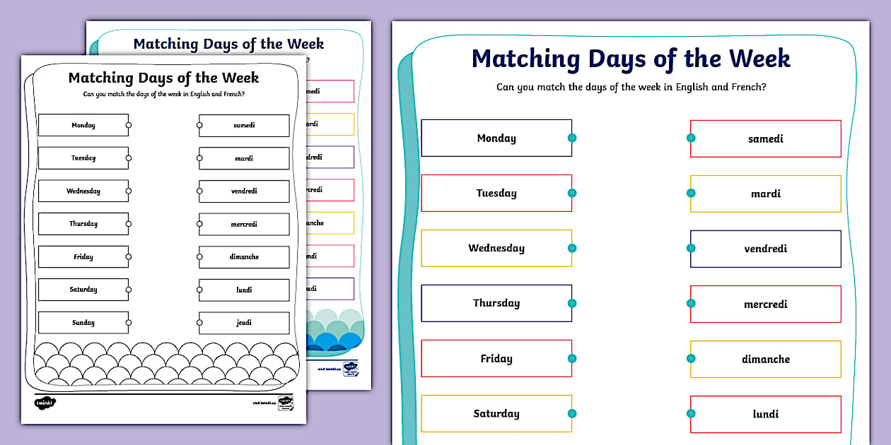 French Days of the Week Worksheet | Twinkl Education