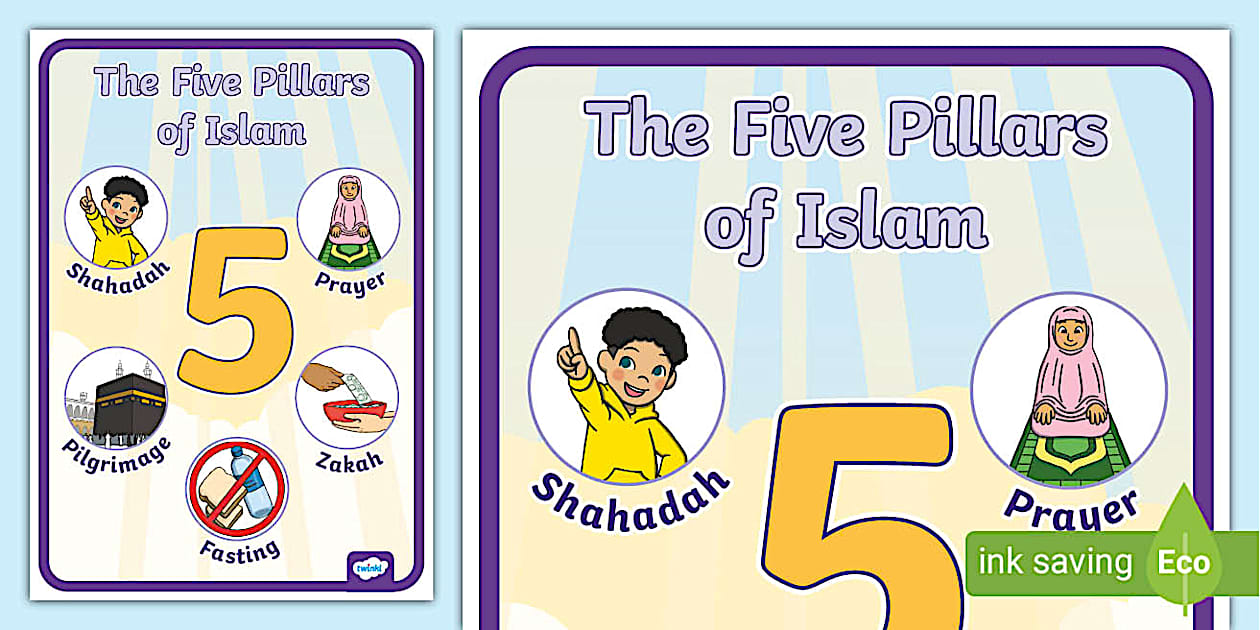 The Five Pillars of Islam Display Poster
