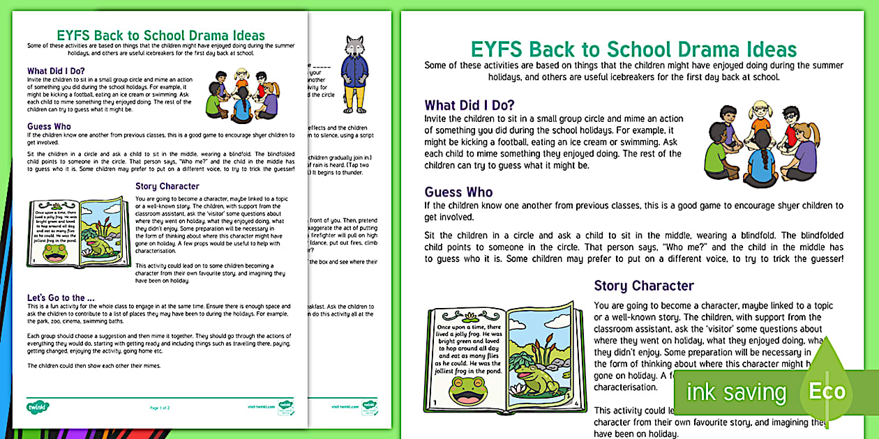 Back to School Early Years Drama | EYFS Group Activities